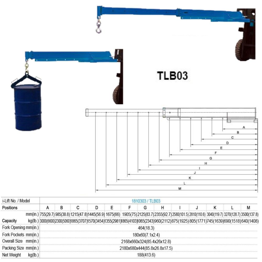 Telescopic Fork Mounted Jib TLB Series | I-Lift Equipment Ltd | CN