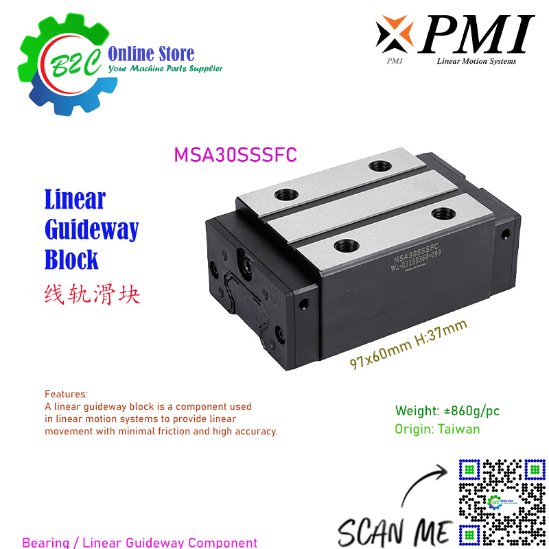 MSA30SSSFC PMI Linear Guideway Carriage / Taiwan MSA30S Heavy Duty ...