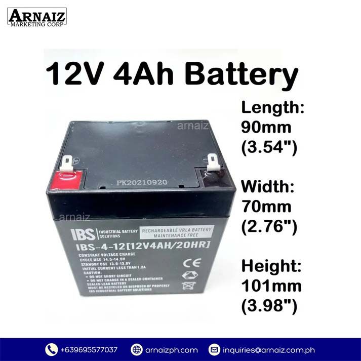 IBS-4-12 VRLA Battery (12V 4Ah) Sealed Lead-Acid Standby Battery | IBS ...