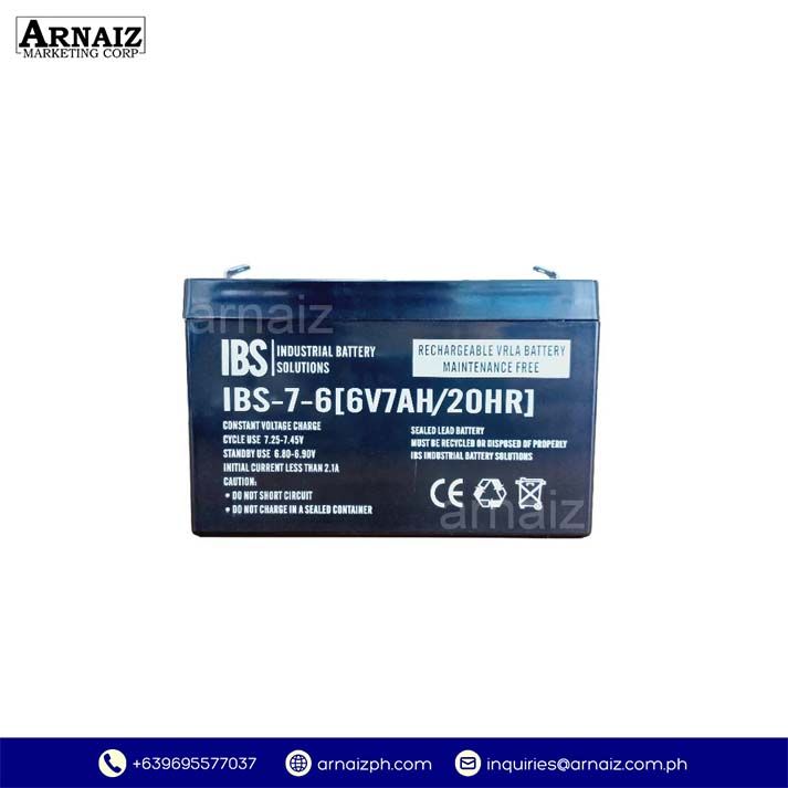 IBS 7-6 VRLA Battery (6V 7Ah) Sealed Lead-Acid Backup Power Battery ...