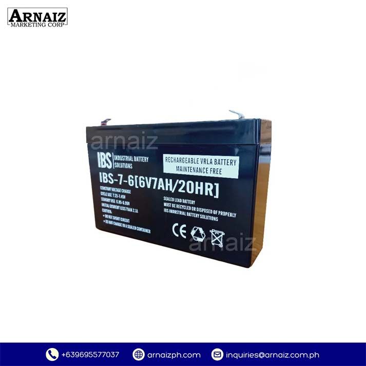 IBS 7-6 VRLA Battery (6V 7Ah) Sealed Lead-Acid Backup Power Battery ...