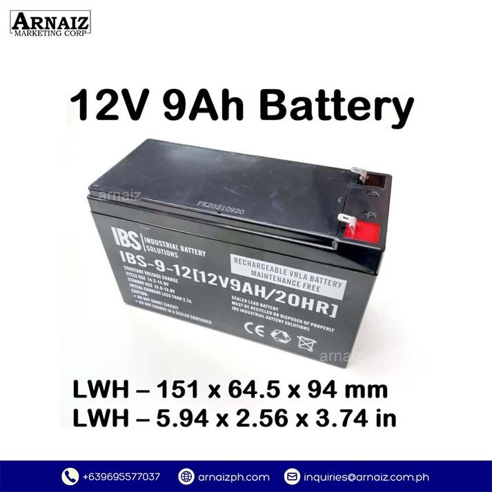 IBS-9-12 VRLA Battery (12V 9Ah) Sealed Lead-Acid Standby Battery | IBS ...