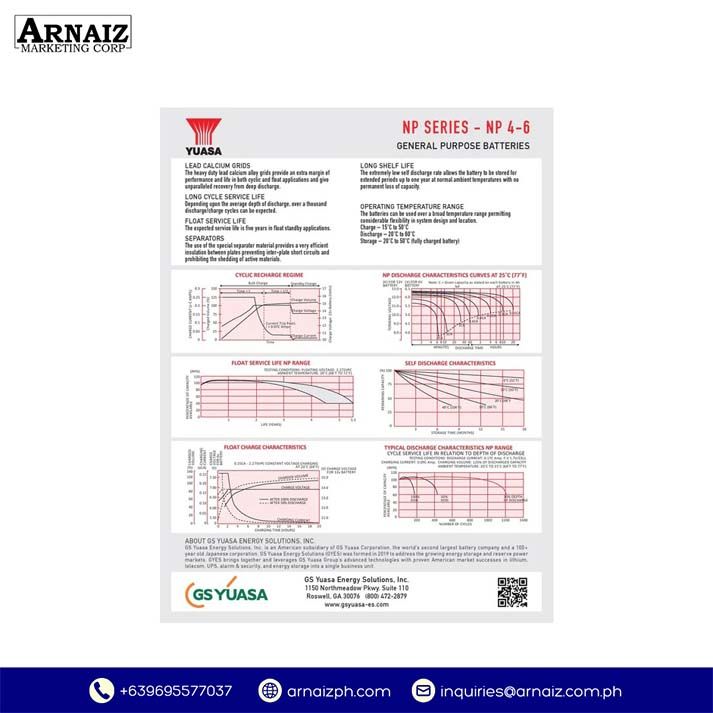 Yuasa NP4-6 VRLA Battery (6V 4Ah) Sealed Lead-Acid Industrial Battery ...