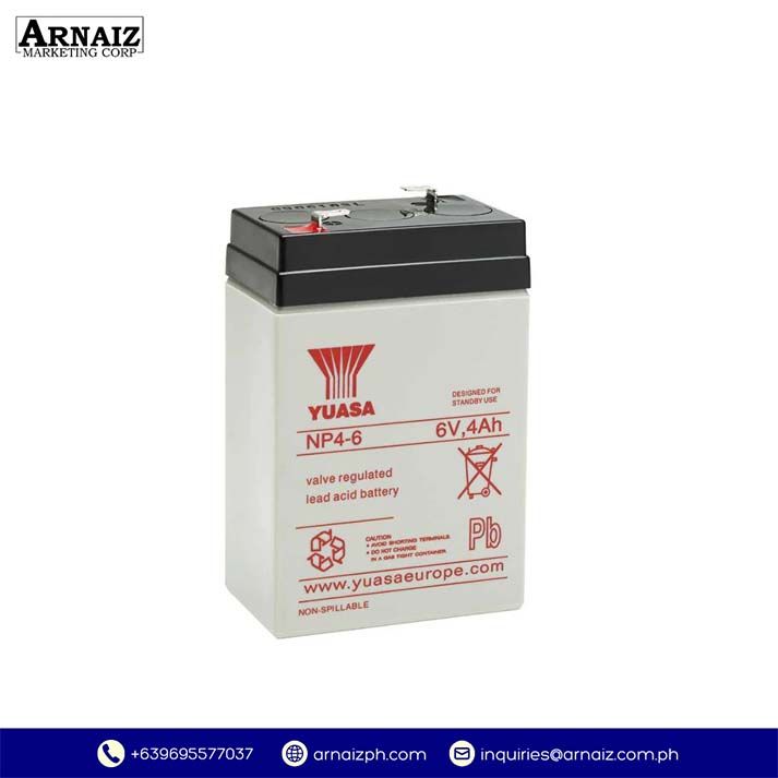 Yuasa NP4-6 VRLA Battery (6V 4Ah) Sealed Lead-Acid Industrial Battery ...