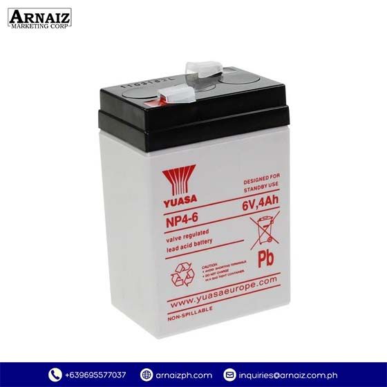 Yuasa NP4-6 VRLA Battery (6V 4Ah) Sealed Lead-Acid Industrial Battery ...