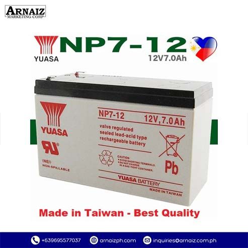 Yuasa NP7-12 VRLA Battery (12V 7Ah) Sealed Lead-Acid Backup Power ...