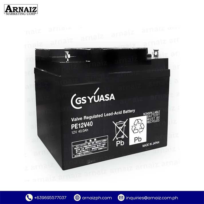 Yuasa PE12V40 VRLA Battery (12V 40Ah) Premium Sealed Lead-Acid | Yuasa ...