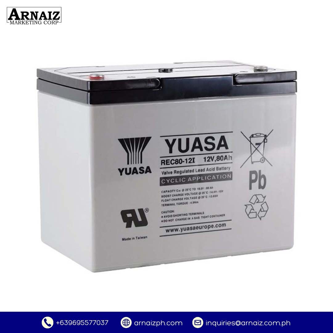 Yuasa REC80-12 VRLA Battery (12V 80Ah) Deep Cycle Lead-Acid Power ...