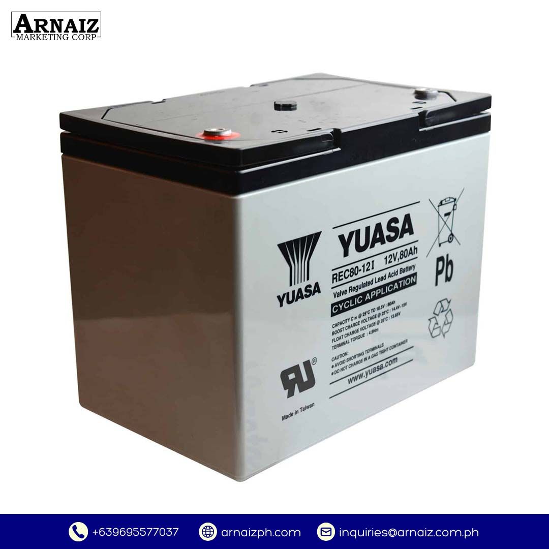 Yuasa REC80-12 VRLA Battery (12V 80Ah) Deep Cycle Lead-Acid Power ...