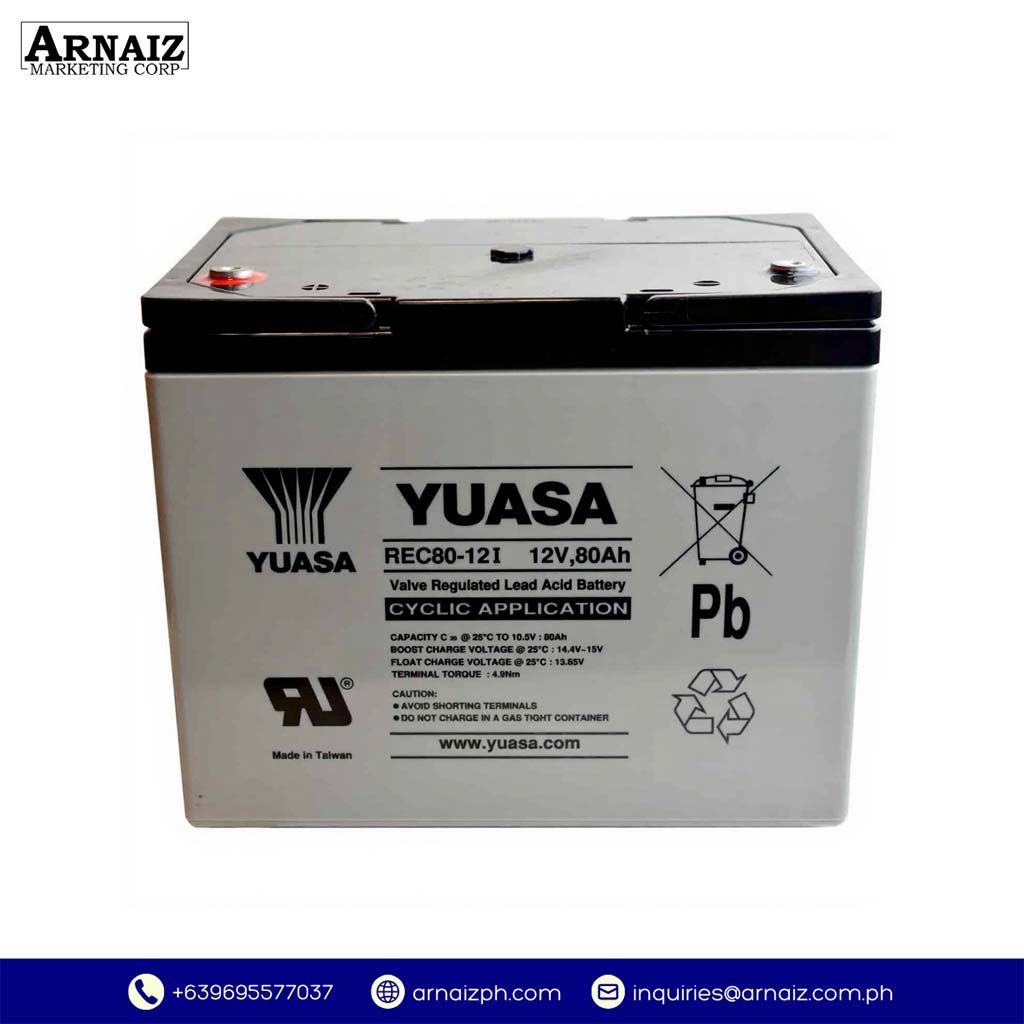 Yuasa REC80-12 VRLA Battery (12V 80Ah) Deep Cycle Lead-Acid Power ...