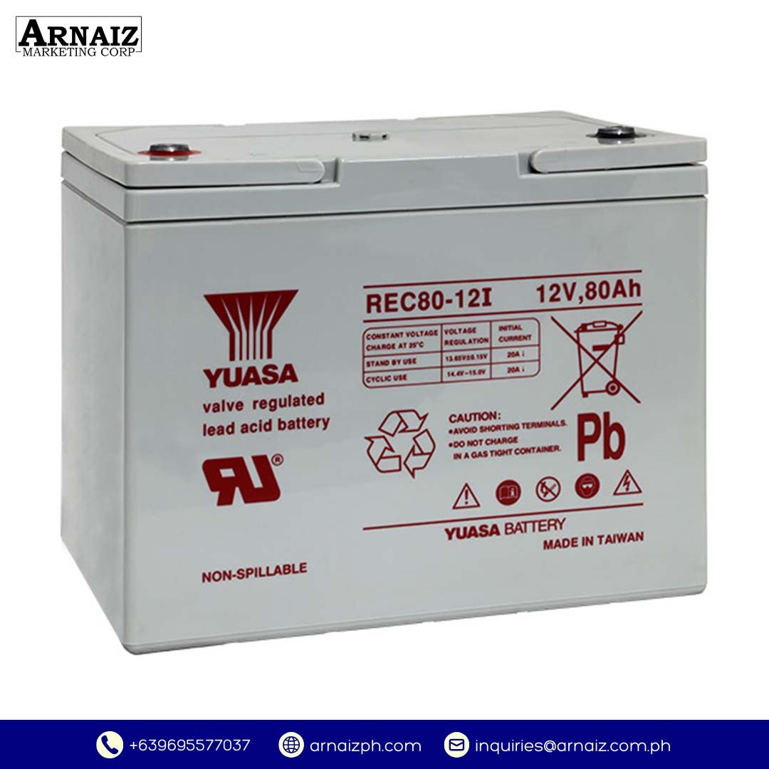 Yuasa REC80-12 VRLA Battery (12V 80Ah) Deep Cycle Lead-Acid Power ...