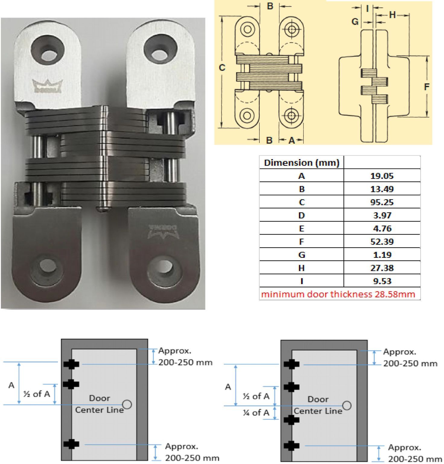DKCH01 - 95mm concealed hinge | Dor Ware Resources Pte Ltd | SG