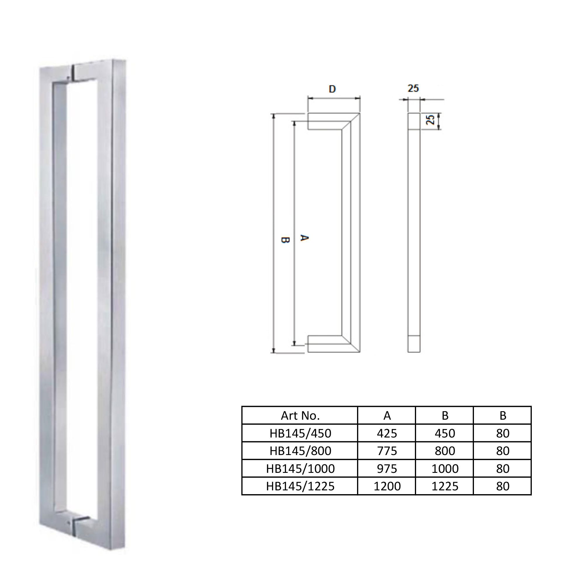 HB145 - square section "D" pull handle | Dor Ware Resources Pte Ltd | SG