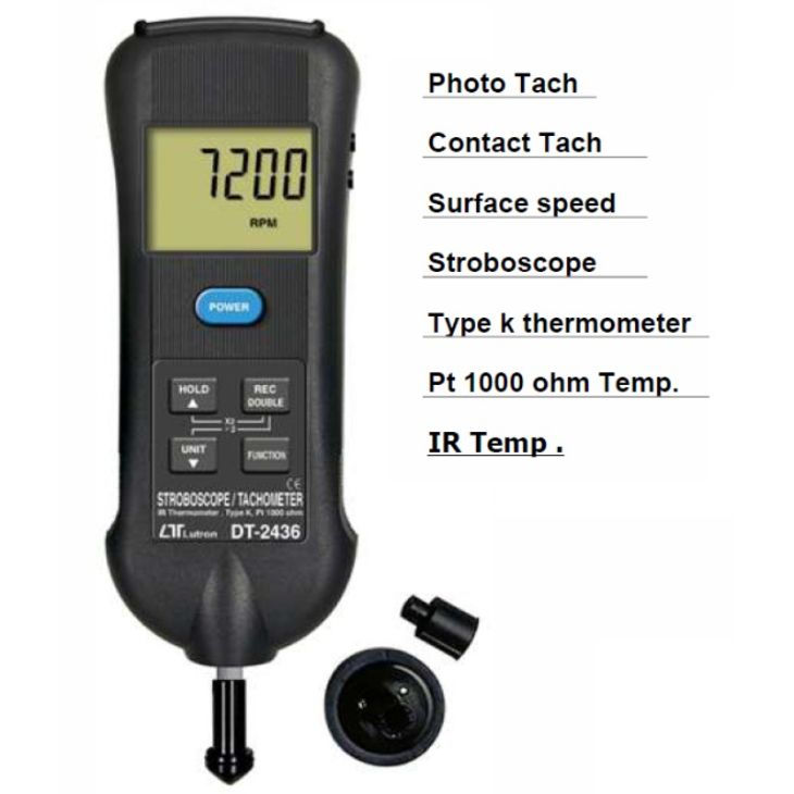 Lutron DT-2436 Tachometer/Stroboscope + Type K Temp., Pt 1000 ohm Temp ...